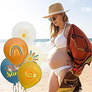 Here Comes The Son Baby Shower Decorations,35pcs Boho First Trip Around The Sun Balloon,Sunshine Party Retro Latex Balloons for You are My Sunshine Baby Shower Decoration Supplies