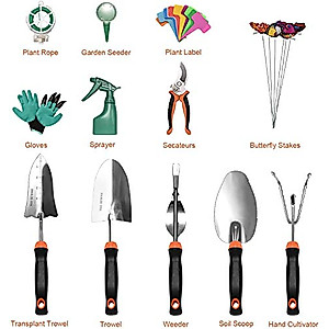LANNIU Garden Tool Set, 27 Piece Stainless Steel Heavy Duty Gardening Tool Set, Gardening Tools for Women/Grandparents/Parents