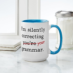 CafePress I'M Silently Correcting You'Re Grammar. Mugs 15 oz (444 ml) Ceramic Coffee Mug