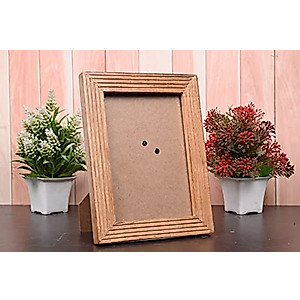 EDHAS Acacia Wood 5" x 7" Picture Frame with Real Glass For Tabletop, Farmhouse Solid Natural Wood Picture Frame