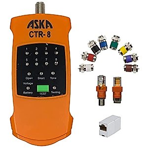 ASKA COM 8-Way Coaxial Cable Mapper Locator Toner Tracer, Circuit Tester, Coax Wire Continuity Tracer, Coax Explorer for Locating RG6 RG59 Coax Cable LAN Cable, Include Battery & 3 RJ-45 Adapters