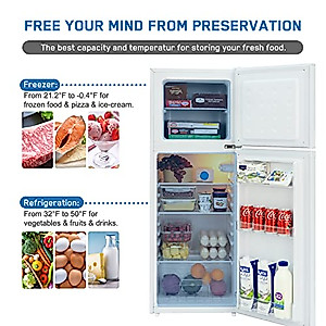 Frestec 4.7 CU' Refrigerator, Mini Fridge with Freezer, Compact Refrigerator, Small Refrigerator with Freezer, Top Freezer, Adjustable Thermostat Control, Door Swing, White (FR 472 WH)