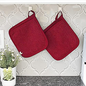 Ritz Premium Terry Pot Holders & Hot Pads with Pocket (2-Pack), 8.5"x7.75", High Heat Resistance, 100% Cotton, Paprika Red