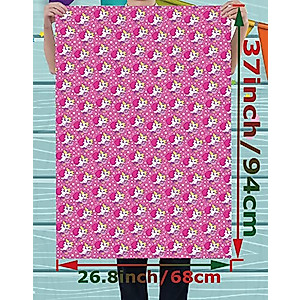 U'COVER Unicorn Birthday Wrapping Paper 6 Large Sheet Gift Wrapping Paper for Girls Kids Baby Shower Women Boys for Wedding Anniversary Holiday Party Graduation Gift Wrap Paper Folded 27 * 37inch