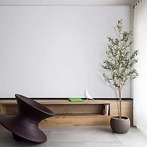 Realead Artificial Olive Tree 7ft, Tall Faux Olive Tree Plant, Fake Potted Olive Silk Tree with Branches and Fruits, Artificial Trees for Modern Home Office Living Room Floor Decor Indoor