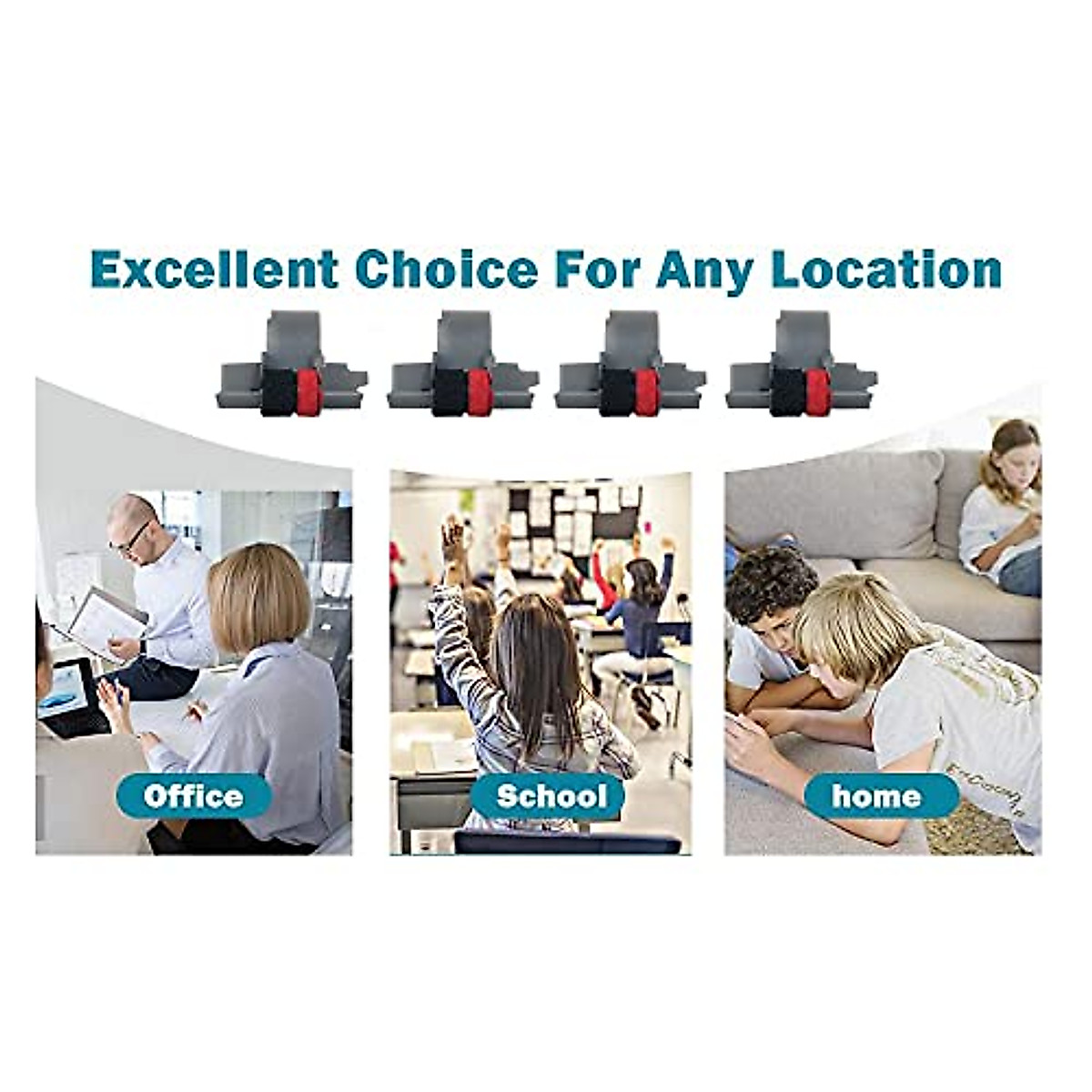 Package of Two Casio HR-100TM and HR-150TM Calculator Ink Roller, Black and Red, Compatible