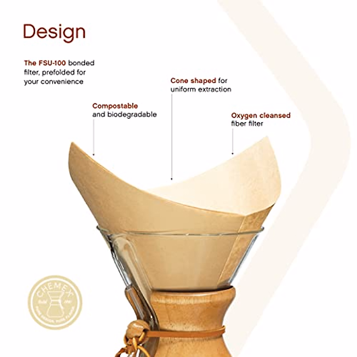 Chemex Bonded Filter - Natural Square - 100 ct - Exclusive Packaging