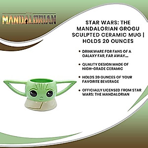 STAR WARS: The Mandalorian Grogu Sculpted Ceramic Mug | Holds 20 Ounces
