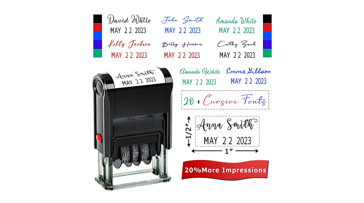Personalized Signature Date Stamp for Business - Custom Ink & 12-Year Band