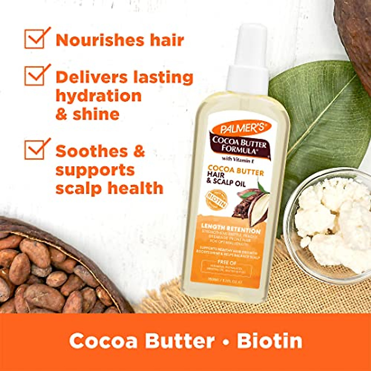 Palmer's Cocoa Butter & Biotin Length Retention Hair and Scalp Oil, 5.1 Ounce