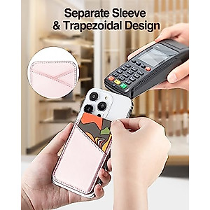 Miroddi for MagSafe Wallet, Magnetic Wallet Card Holder for iPhone 15/14/13/12 Series, 0.12" Invisible Ultra-Thin Magnetic Phone Wallet, 2 Independent Card Slot, Vegan Leather, Pink