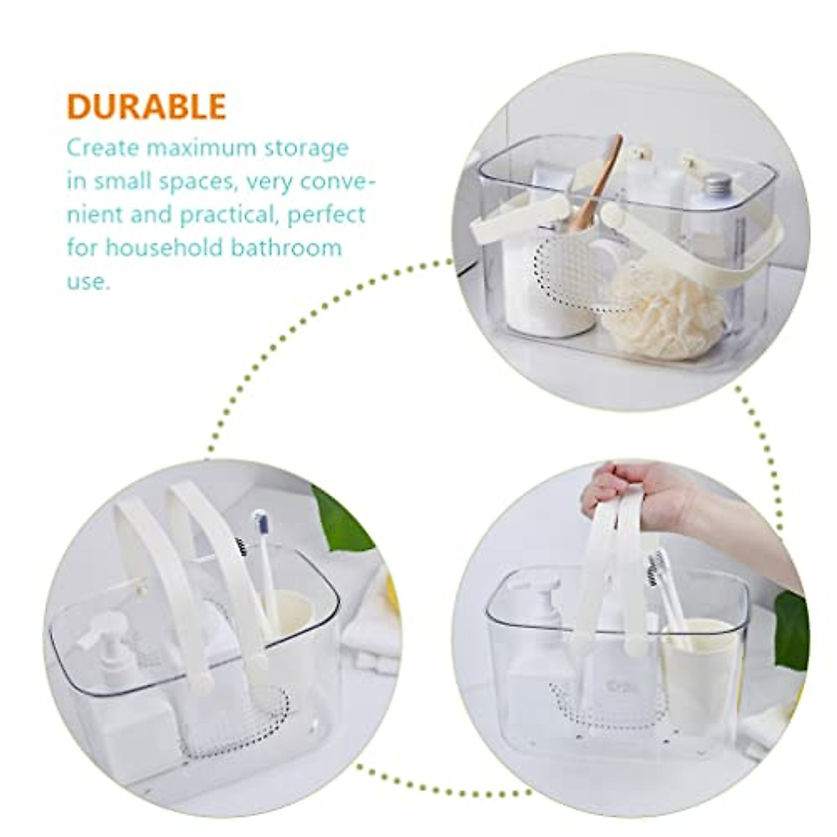 LALAFINA Loofah Shower Caddy Basket Plastic Storage Basket Shower Organizer Bucket with Handle Whale Pattern for Kitchen Dorm Bathroom Garden Cleaning Supplies White Scrunchies