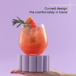 JoyJolt Spirits Stemless Wine Glasses for Red or White Wine (Set of 4)-15-Ounces