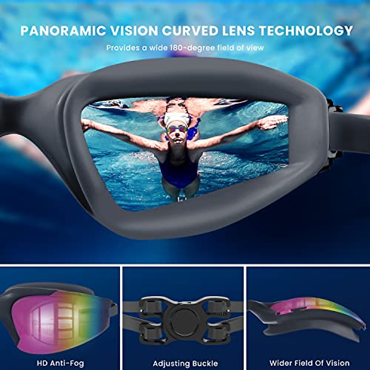 Nabevin Unisex-Adult Swim Goggles Full Protection Vanquisher 2.0 Polarized Anti-fog Anti-ultraviolet