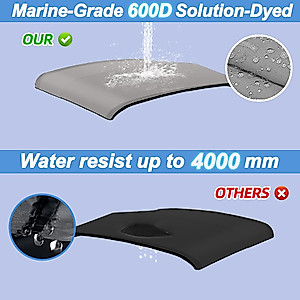 4 Bow Marine Grade Fade and Crack Resistant Bimini Top Replacement Cover, Heavy-Duty Waterproof and UV-proof Sun Shade Boat Canopy, Easy Install Zipper Sleeve Boat Awning/Without Frame, Grey