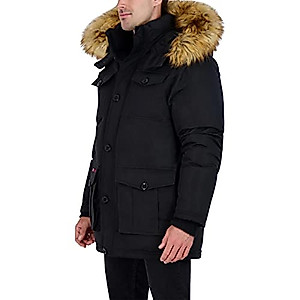CANADA WEATHER GEAR Men's Insulated Winter Parka Coat Black Size XL