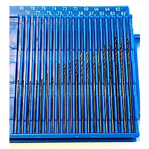 HHIP 5001-1020 20 Piece High Speed Steel Wire Gage Drill Set, Right Hand, #61-80