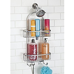 InterDesign York Extra Large Shower Caddy - Bathroom Storage Shelves for Shampoo, Conditioner and Soap, Satin