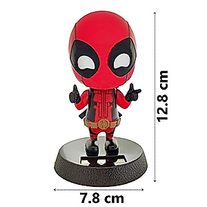 RRI Deadpool Cute Solar Powered Bobblehead Home Office Ultra Detail Relaxing Toy ., Red, 4 inches