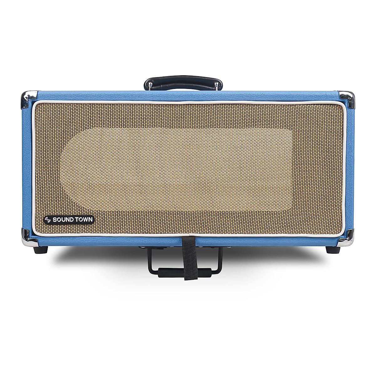 Sound Town Vintage 4U Amp Rack Case, 12.5" Depth with Rubber Feet, Dust Cover, Kickstand, Beau Blue (STVRC-4BL)