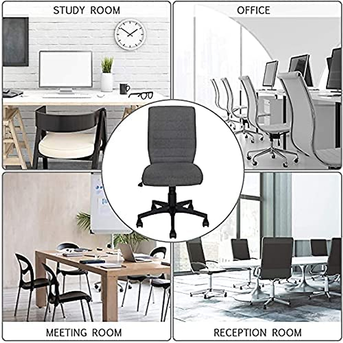 Ergonomic Home Office Desk Chair – Computer Mesh Adjustable Task Swivel Tilt Tension Armless Cushion Mid-Fiber Mesh Lumbar Support (Dark Gray)