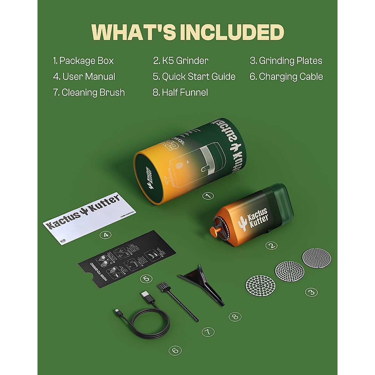 K5 Electric Kitchen Grinder Battery Powered Automatic Portable Spice Mill For Grinding - Holds up to 5 Gram