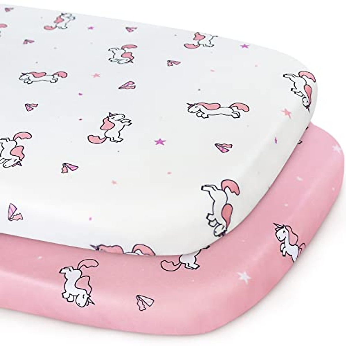 Bassinet Sheets 2 Pack, Bassinet Sheet Ultra Soft, Bassinet Sheets for Baby Girl Universal Fit for Rectangle, Oval, Hourglass Bassinet Pad/Mattress, Pink