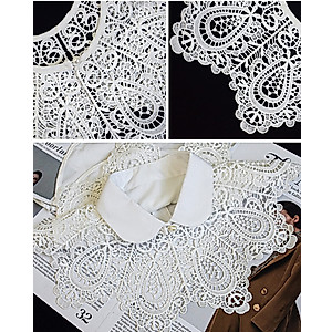 WENLOOY Retro Hollow Out Lace Floral False Collar Detachable Fake Collar for Women Girl