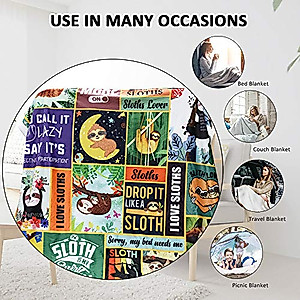 YunTu Sloth Throw Blankets Sloth Gifts for Women and Girls Sloth Lovers Super Soft Warm Sherpa Sloth Blankets for Kids and Adults