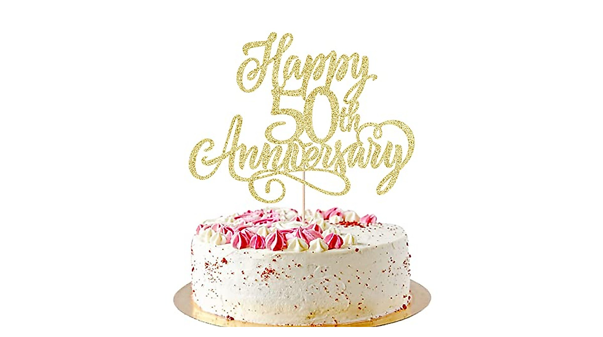 AROKIPPRY Happy 50th Anniversary Cake Topper - for 50th Wedding ...