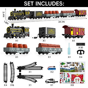 Lucky Doug Train Set Toys for Kids, Toys Train Sets for Kids Smokes, Light & Sound Include 5 Car and 22 Tracks, Train Toys for 3 4 5 6 Year Old Boys