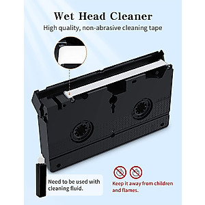 VCC VHS/VCR Wet Head Cleaner Tape, Video Head Cleaning Kit for VHS/VCR Players