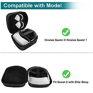 Hard Travel Case Compatible with Oculus Quest 2 with Elite Strap, Portable Protection Carrying Case Storage for Oculus Quest VR, Gaming Headset, Controllers Accessories, Valentines Day Gifts for Him