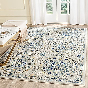 SAFAVIEH Evoke Collection 3' x 5' Ivory/Blue EVK252C Boho Non-Shedding Living Room Bedroom Accent Rug