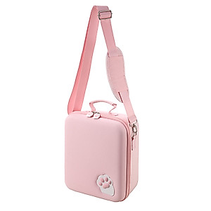 Portable Hard Shell Nintendo Switch Case,Pink Cute Cat Paw Deluxe Storage Shoulder Bag Compatible with Nintendo Switch for Console, Dock, Pro Controller, Joy-Con grip, Pokeball Plus & Accessories.