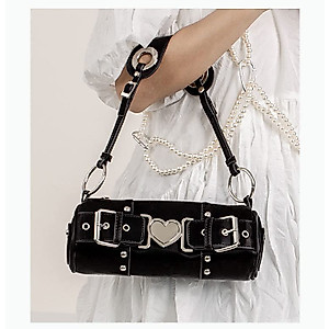 GESALOP Y2K Purse Love Vintage Shoulder Bag Women's Handbag Aesthetic Small Purse Gothic Purse Grunge Accessories (Black)