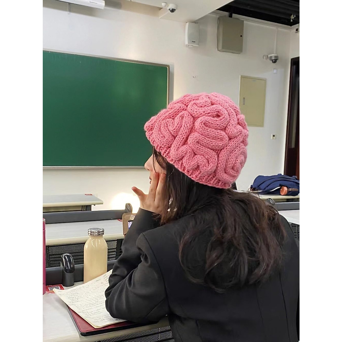 AlmondJoy Brain Beanie Hat Gothic Punk Knit Cute Beanie Alt Y2K Accessories Punk Knitted Headwear Christmas Halloween (Pink)