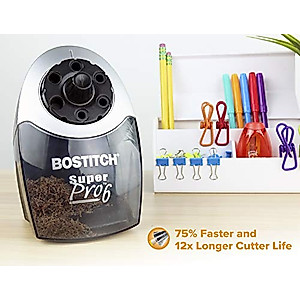 Stanley Bostitch SuperPro6 Commercial Pencil Sharpener with 6 Holes and Industrial Motor, Gray (EPS12HC)