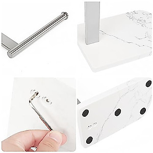 NearMoon Hand Towel Holder with Balanced Marble Base, 304 Stainless Steel Stand Towel Ring L Shape Hand Towel Rack Free-Standing Towel Bar for Bathroom Kitchen Countertop (Single Rod, Brushed Nickel)