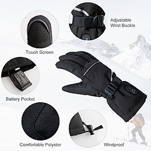 Heated Gloves,7.4V 2200MAH Electric Rechargeable Battery Motorcycle Gloves for Men Women, Warm Insulated Mitten Glove for Winter Cycling Riding Hunting Fishing Hand Warmer