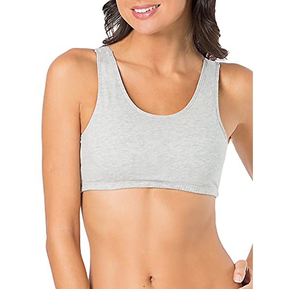 Fruit of the Loom Women's Built Up Tank Style Sports Bra, Black/WHT/WHT/Heather Grey, 34