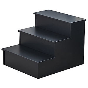 KB Designs - 3 Step Wood Step Stool for Adults or Kids, Dog Stairs, Black
