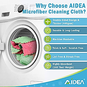 AIDEA Microfiber Cleaning Cloth -12PK, Absorbent Coral Fleece Dusting Cloths, No Odor Reusable Dish Cloth, All Purpose Premium Cleaning Rags, Washable Microfiber Cloth Fast Drying 6.3" x10.4"