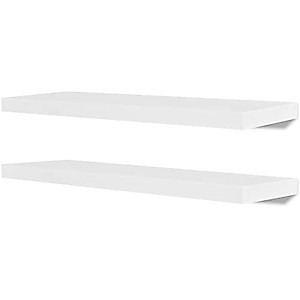 Tidyard Floating Wall Display Shelves Set of 2,Wall Mounted Shelf Bookshelf for Living Room,Bedroom, Bathroom,Kitchen,Laundry Room Storage,Office Decor Furniture White (32" x 8" x 1.5")