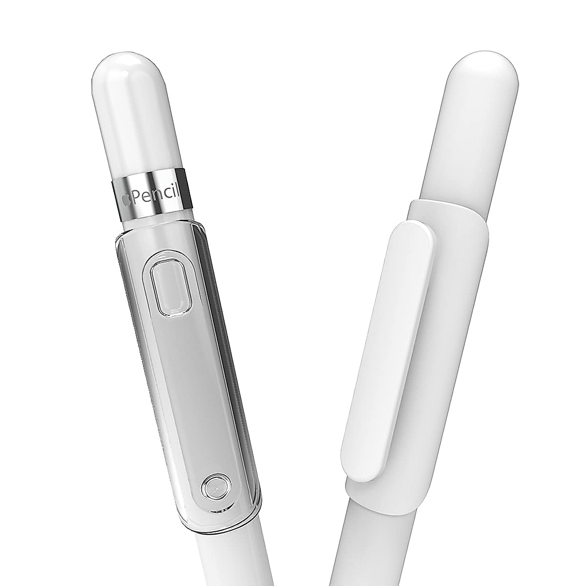 araree A-Clip Pencil Clip Pencil Holder Compatible with Apple Pencil 1st Generation/ 2nd Generation Hard Material Sturdy Clip for Apple Pencil, Apple Pencil Pocket Clip 2pcs - Clear/White
