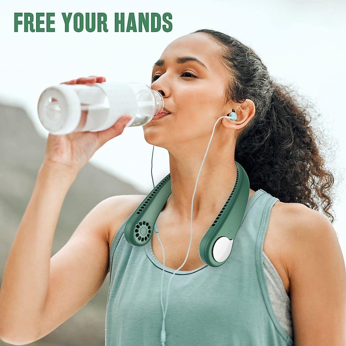 Portable Neck Fan, Hands-Free Bladeless Wearable Personal Fan - Rechargeable Battery Operated 360° Cooling Mini USB Fan for Kids, Men, Women, Mom, Dad, Office, Travel, Sports, Household, Outdoor Gift