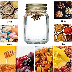 Woaiwo-q Mini Honey jars-2 oz, 48 pcs glass honey jars with wooden dipper,Glass Honey jars with lids-Bulk Thank You Gifts,Baby Shower, Wedding Favors,Honey Jars Party Favor