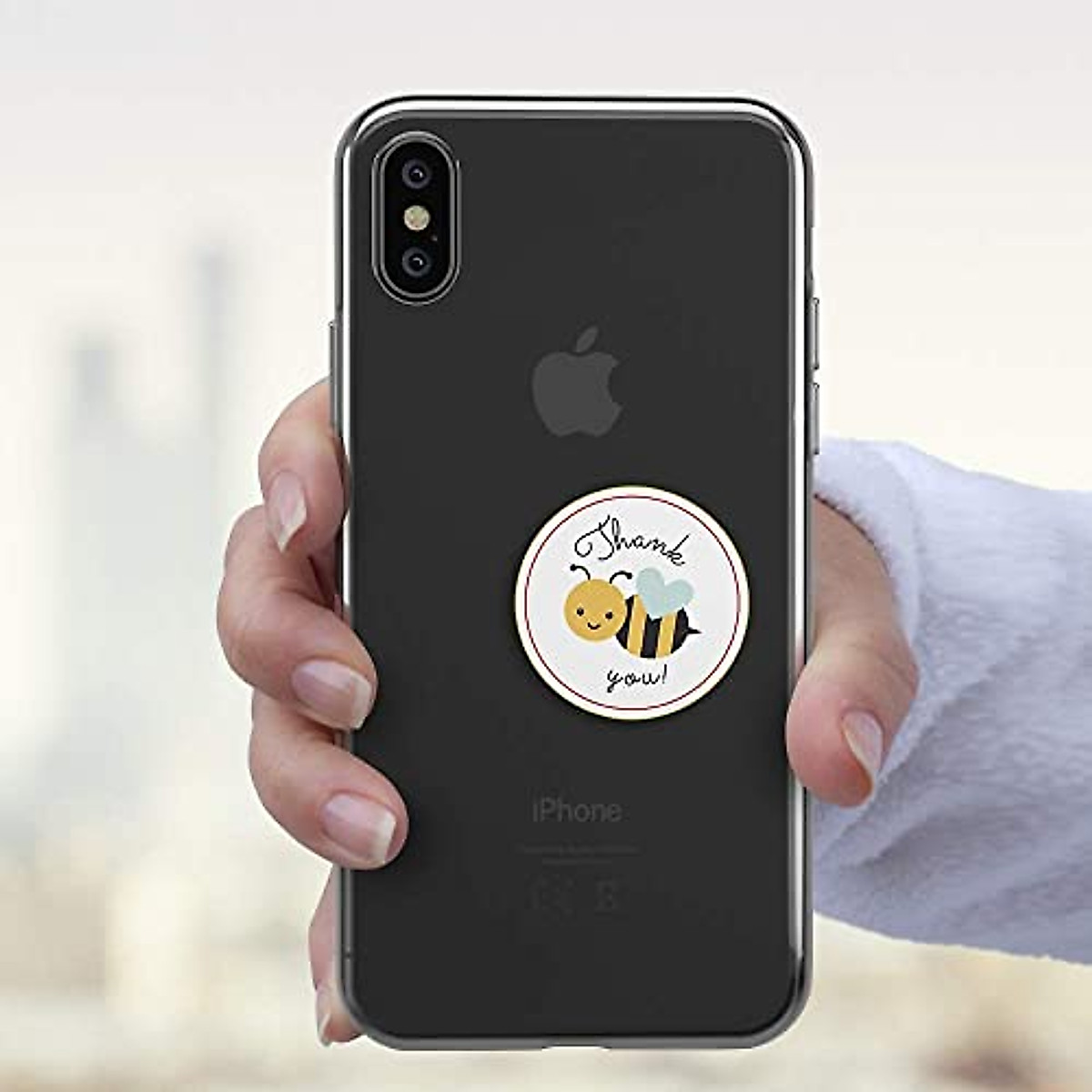 Set of 48 Sticker Thank You Bee Decal Small Phone Mini Logo Birthday Parties Envelopes Labels Seals Shower Favor 1.2 inches Each