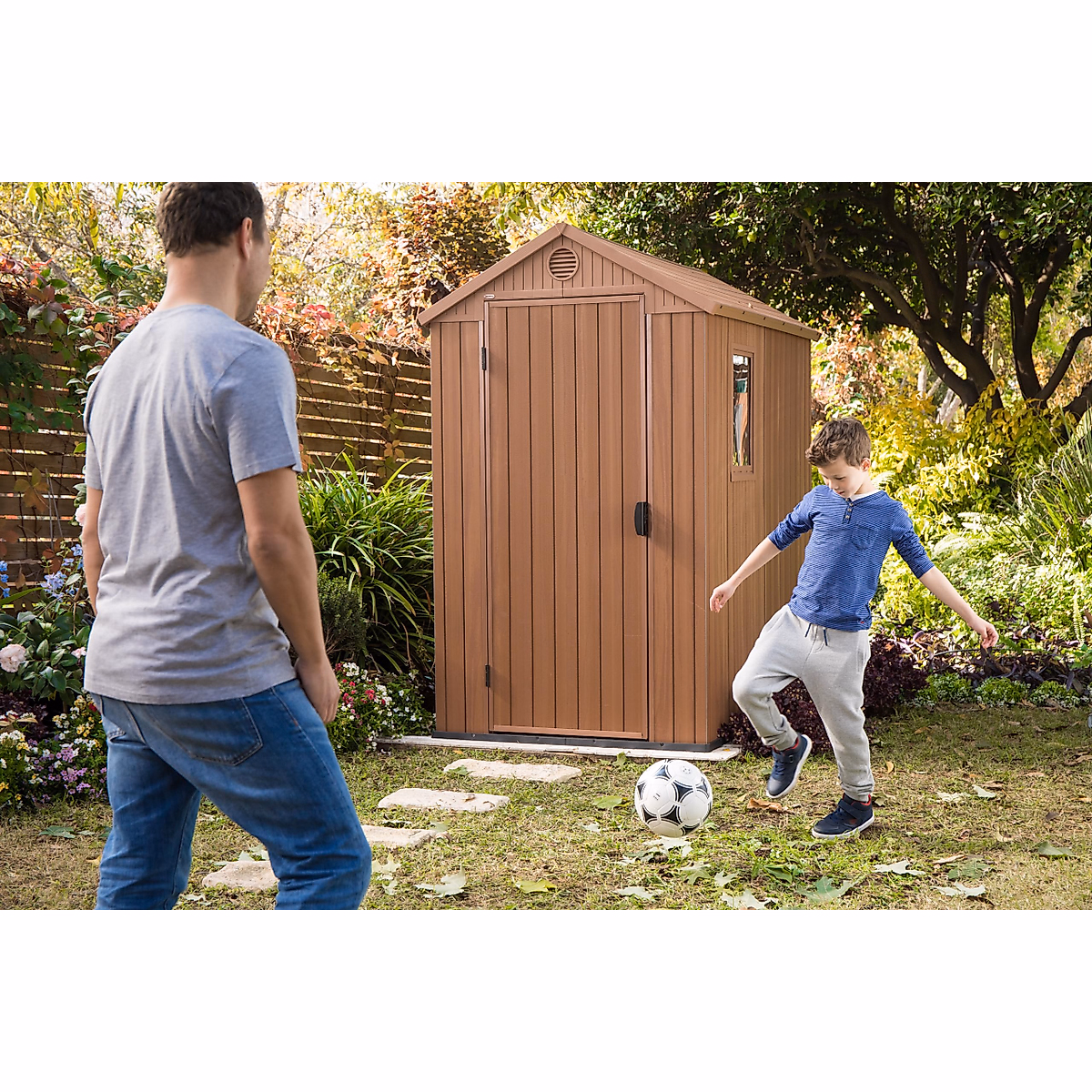 Keter Darwin 4x6 Resin Outdoor Storage Shed Kit-Perfect to Store Patio Furniture, Garden Tools Bike Accessories, Beach Chairs and Lawn Mower, Brown