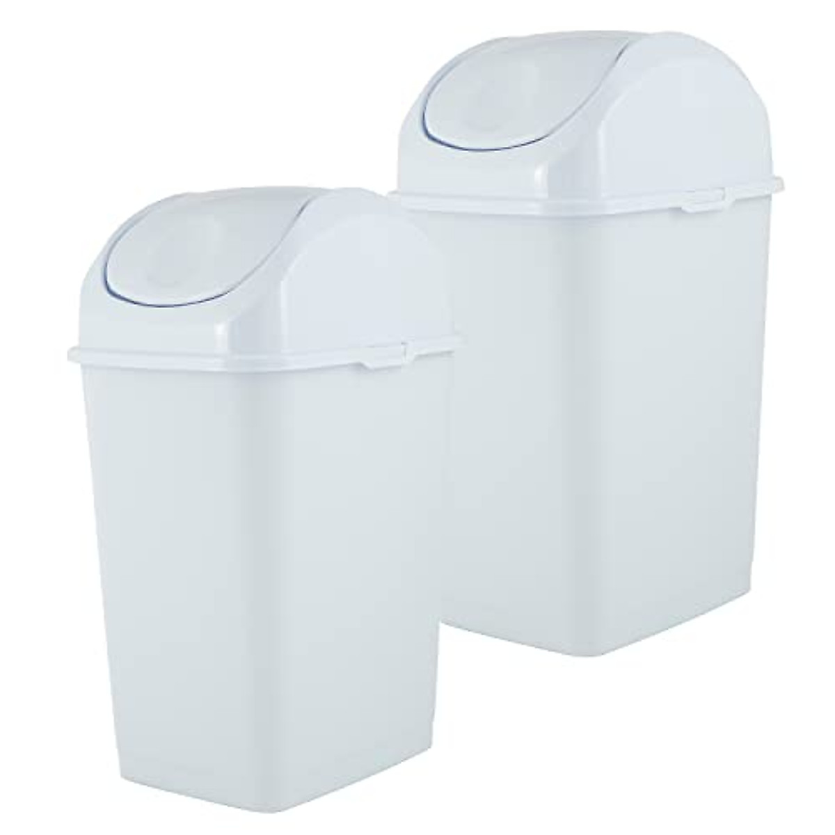 New Superio (2 Pack) Small 2.5 Gallon Plastic Trash Can with Swing Top Lid, Waste Bin for Under Desk, Office, Bedroom, Bathroom- 10 Qt (White)